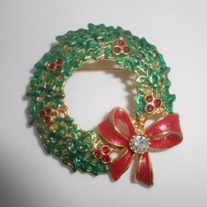 Vintage | Jewelry | Vintage Christmas Wreath Pin Brooch Jewelry | Poshmark